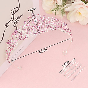 CIEHER Pink Tiara Princess Crown Queen Crown Crystal Crowns for Women Crown for Birthday Prom Party Halloween Costume Cosplay, Princess Party Decorations