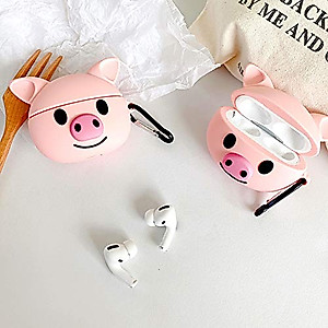 SGVAHY Airpods Pro Case, Fashion Cute 3D Pig Soft Silicone Case with Keychain Cool Fun Skin Shockproof Protective Charging Case for Apple Airpods Pro (Pig Pink)