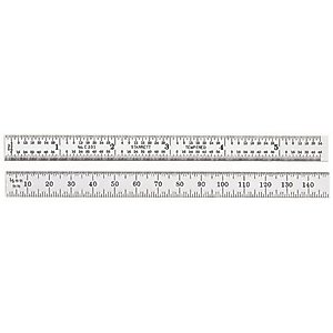 Starrett Full Flexible Steel Rule with Satin Chrome Finish, Quick Reading, Millimeter and Inch Graduations - 5-3/4 Inch Length, 31 Graduation Type, 0.4mm Thickness - C331-150
