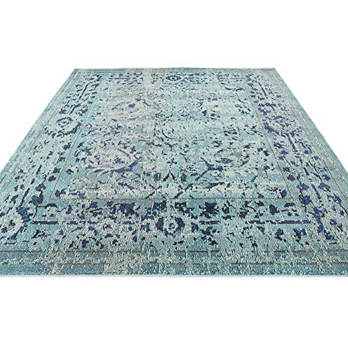 Unique Loom Medici Collection Vintage Botanical Traditional Light Blue Square Rug (8' 0 x 8' 0)