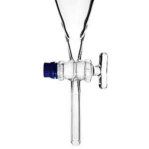 EISCO Squibb Separating Funnel, 500ml - 24/29 Plastic Stopper, Glass Key Stopcock, Graduated - Borosilicate Glass