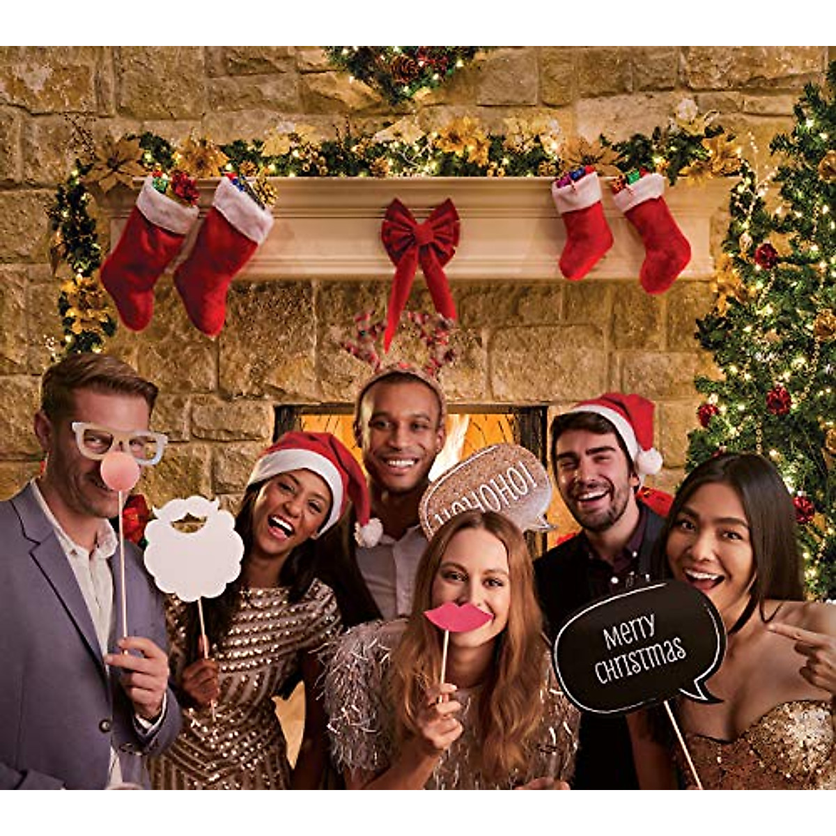 SJOLOON 10x10FT Christmas Photography Backdrops Child Christmas Fireplace Decoration Background for Photo Studio (11209)