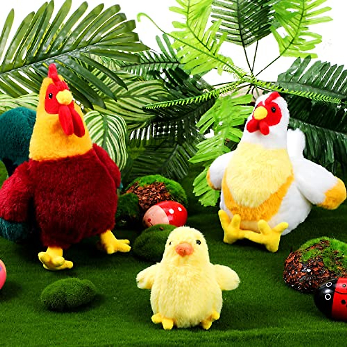 Skylety 3 Pcs Chicken Stuffed Animal Gifts Set Chicken Plush Chicken Stuffed Toy Cute Chicken and Cocky Rooster Plush Little Baby Chick Toys for Baby Shower Party Favor Birthday Supplies
