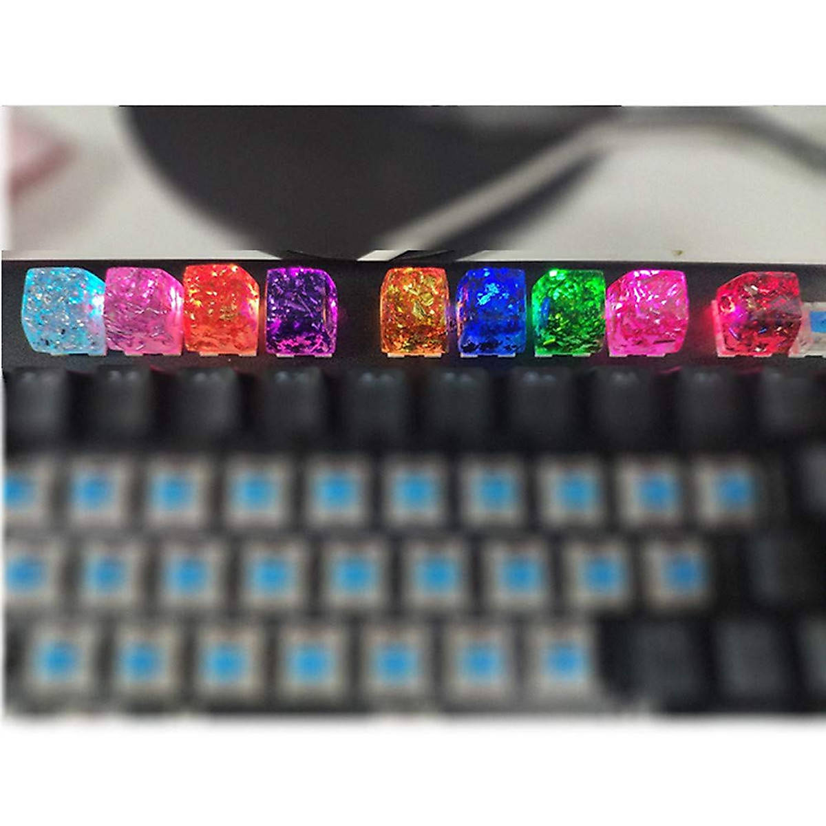 Handmade Glisten Resin Artisan Keycap OEM R4 Key Cap for Cherry MX Mechanical Keyboard Gaming (OEM Height R4, Gold)