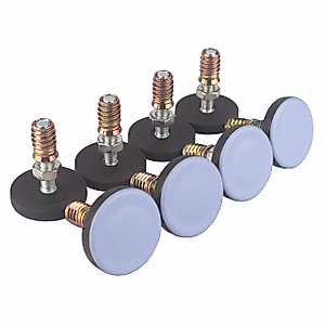 CSFMC Furniture Leveler PTFE(Teflon) Bottom(50mm Large Base 3/8-16,8 Pack),Thread Shank Adjust Pads,Table/Chair/Cabinet/Sofa Medium Adjustable Legs Leveling,Nuts Installation and Floor Protection