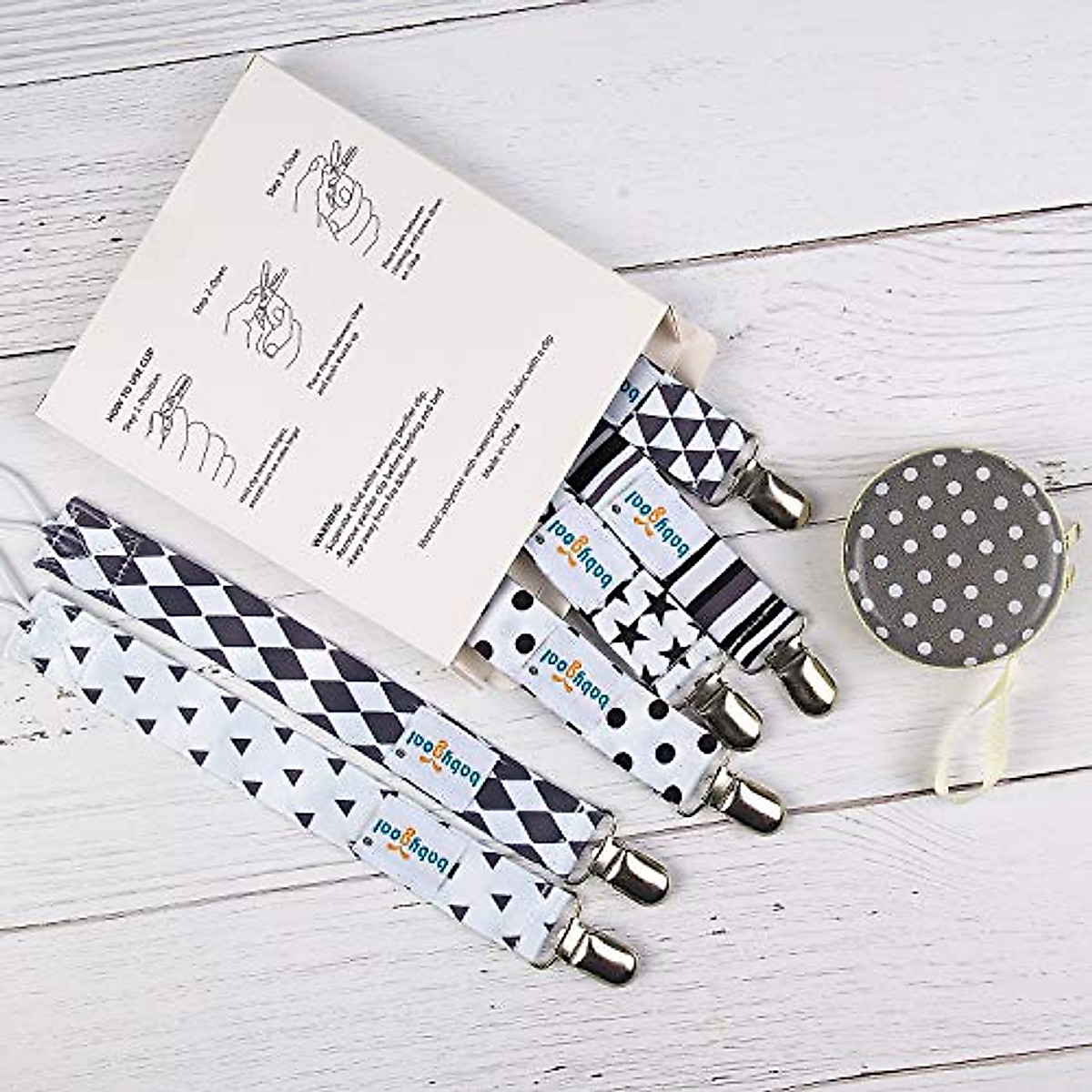 Babygoal Pacifier Clips for Boys, 6 Pack Pacifier Holder for Baby Boys and Girls Fits for Most Pacifier Styles and Baby Gift 6PBM05-HZ