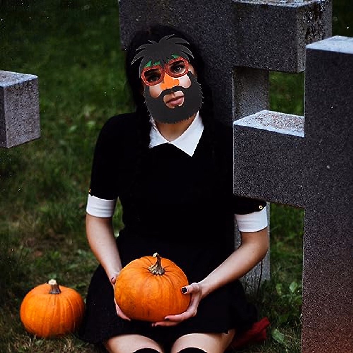 ABOOFAN Christmas Decor Halloween Eyeglasses Beard Mask Cartoon Pineapple Glasses Frame Beard Halloween Party Photo Booth Props Outdoor Halloween Decorations