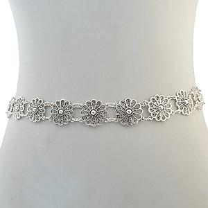 Idealway Bohemian Vintage Body Chain Silver Sun Flower Belt Chain Women Jewelry (1)