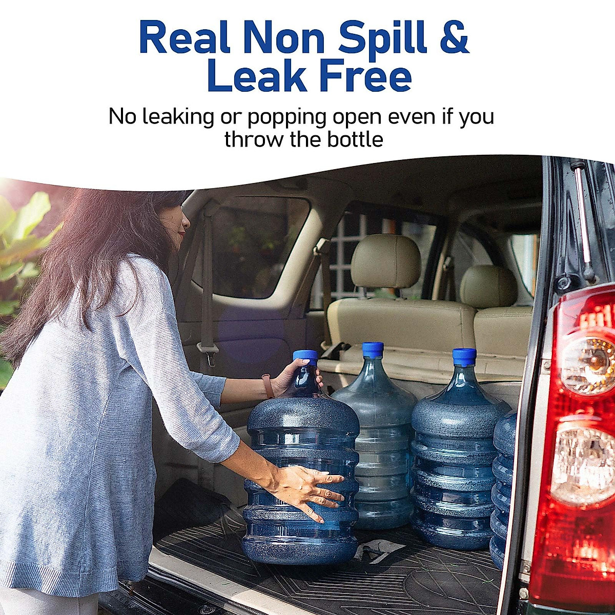 【Upgraded】Morsatie Reusable 3 & 5 Gallon Water Jug Cap, No Leaking & Popping Open, Food Grade Silicone Replacement Cap for 55mm Standard/Screw/Crown Top Water Bottle & Water Pump Dispenser, 3Pcs