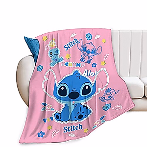 NAVAGMAN Stitch Blanket Stitch Gifts for Girls Stitch Throw Blanket for Kids Women Adults Stitch Cartoon Flannel Fleece Blankets for Couch Bed Sofa 40"x50"