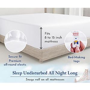 California Design Den White Twin XL Fitted Sheet, 100% Cotton 400 Thread Count Sateen, 1 Fitted Sheet Only for Home, Fits College Dorm Mattresses (Twin XL, White)