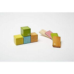 8 Piece Tegu Pocket Pouch Magnetic Wooden Block Set, Tints