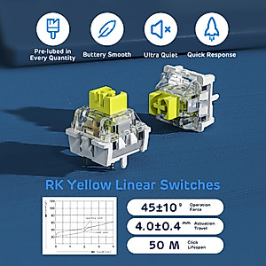 RK ROYAL KLUDGE RK96 RGB Limited Ed, 90% 96 Keys Wireless Triple Mode BT5.0/2.4G/USB-C Hot Swappable Mechanical Keyboard w/Wrist Rest, Software Support & Massive Battery, RK Yellow Switch