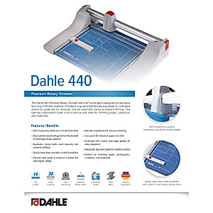 Dahle 440 Premium Rotary Trimmer, 14" Cut Length, 30 Sheet Capacity, Self-Sharpening, Automatic Clamp, German Engineered Paper Cutter