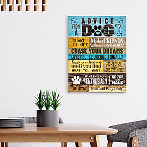LISTNGBO Advice from a Dog Wall Art Canvas,Funny Dog Saying Canvas Painting Wall Decor for Dog Lover Home Farmhouse Living Room Office Bedroom