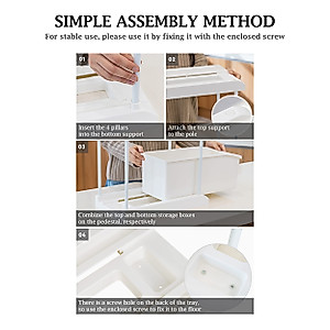 COELO Under Sink Organizer 2-Tier Shelf Kitchen Bathroom Cabinet Multi-purpose Multi-use Dish Brush Storage Sponge Holder Standing Rack, White