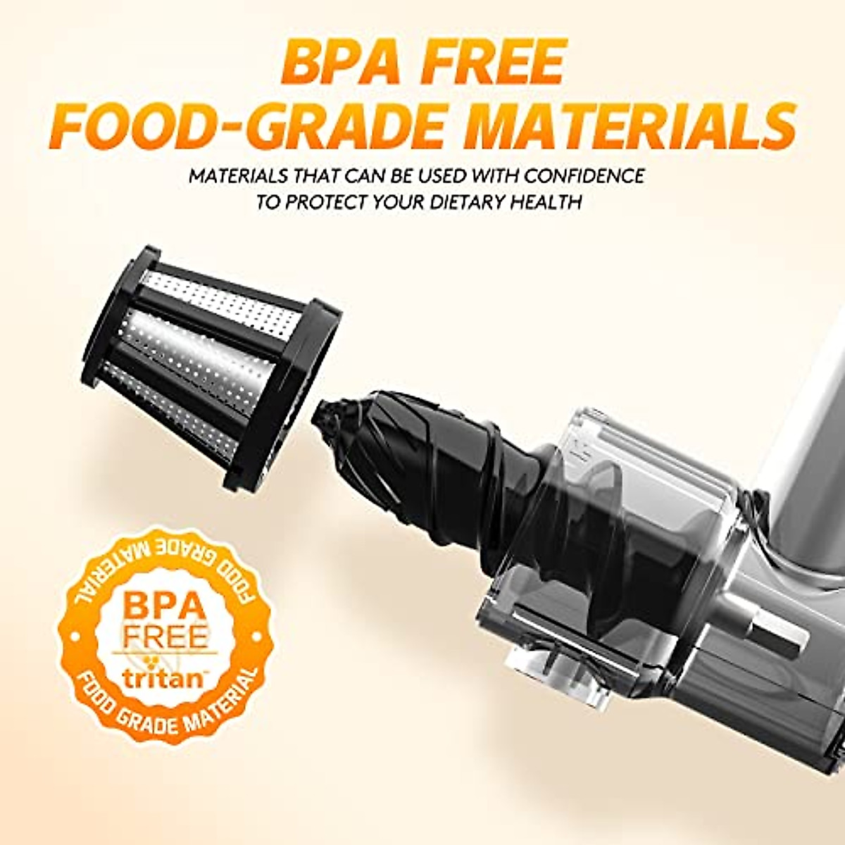 Cold Press Juicer, AAOBOSI Slow Masticating Juice Extractor for Fruit and Vegetable - Delicate Crushing Without Filtering - Juicer Machines with Quiet Motor/Reverse Function/Brush, Black