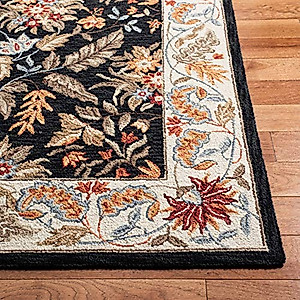 SAFAVIEH Chelsea Collection Accent Rug - 2'6" x 4', Black, Hand-Hooked French Country Wool, Ideal for High Traffic Areas in Entryway, Living Room, Bedroom (HK141B)