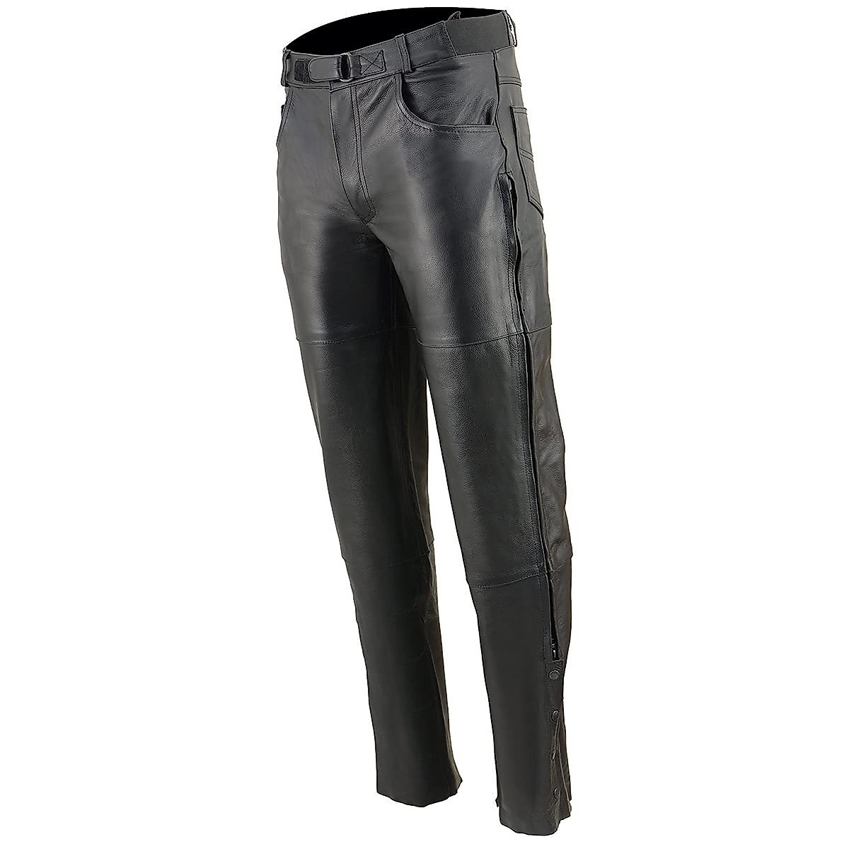 Milwaukee Leather SH1150 Men's Black Leather Motorcycle Over Pants with Jean Style Pockets - 42