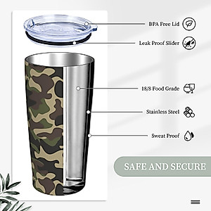 Worltoldb Camo 20oz Insulated Stainless Steel Tumbler With Lids And Straws Stainless Steel Double Wall Vacuum Insulated Travel Coffee Mug Leak-Proof Lid & Flip Lid For Hot And Cold Drinks