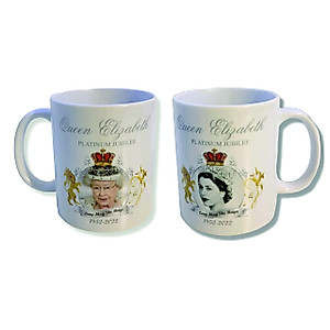 Queen Elizabeth Platinum Jubilee Mug ONLY AUTHENTIC IF SHIPPED FROM NEW YORK OR PRIME Collectible Memoribilia - Limited Edition - Royal Jubilee - Platinum Jubilee Coffee Mug Cup BRITISH DESIGNER