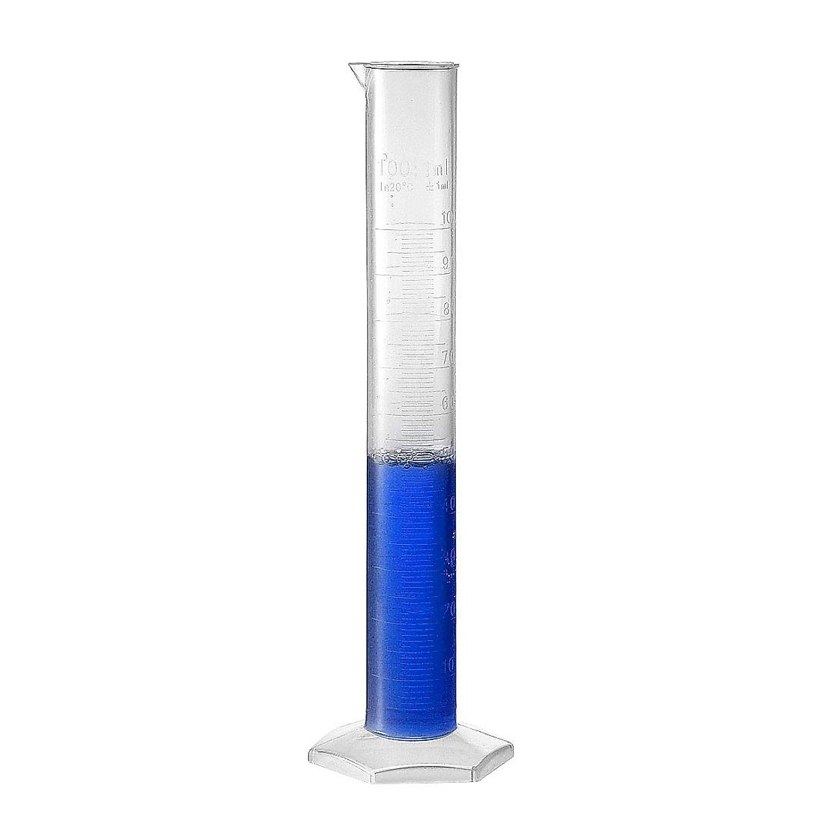 uxcell Plastic Graduated Cylinder, 100ml Measuring Cylinder, Science Test Tube Beakers, Single Metric Scale, Clear Hex Base Flask for Lab Home 6pcs