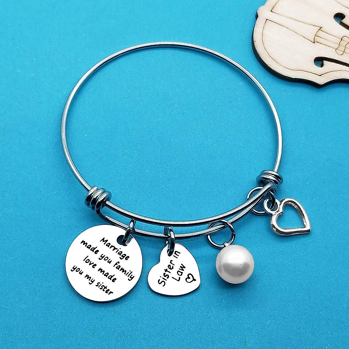 Xiahuyu for Sister in Law Bracelet Sister in Law Gift Marriage Made You Family Love Made You My Sister Bangle Bracelet Christmas Birthday Gifts Wedding Gifts for Sister in Law