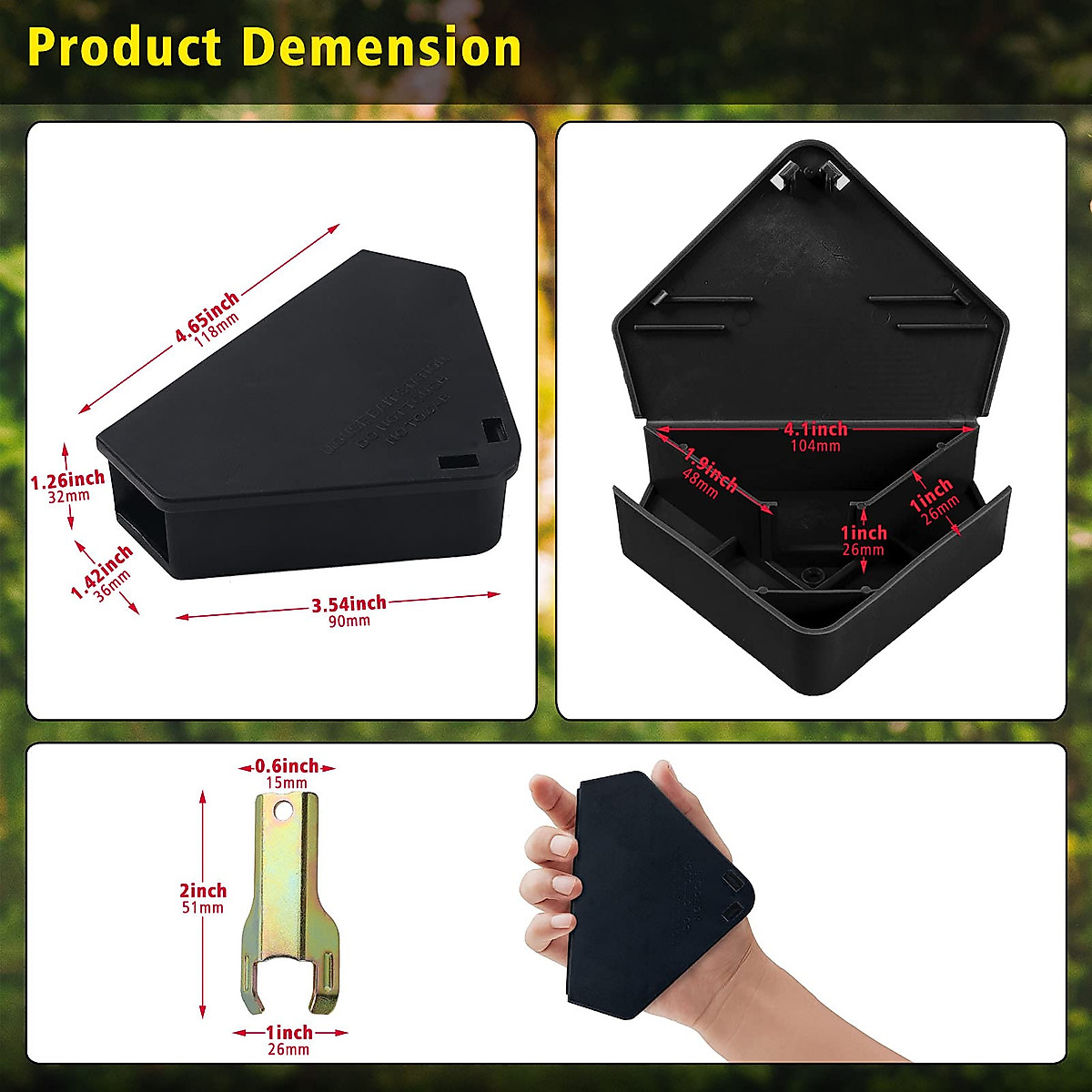 Anblak Mouse Station with Keys Black 12 Pack, Key Required Mouse Stations, Mice Stations, Keeps Children and Pets Safe Indoor & Outdoor