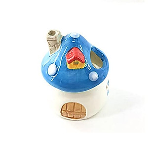 Ceramic Hamster House for Summer Mini Mushroom Shape Crawling Pet Hideout Shelter Cave Reptiles Hamster House Landscaping - 3.14×3.14×4.13 Inches