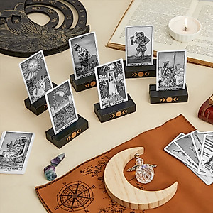 12 Pcs Wood Card Holders Moon Phase Card Display Wood Sign Holders Table Number Holder Stands Name Card Holder for Wedding Party Events Decoration