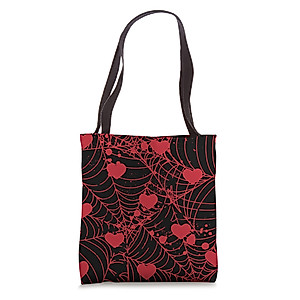 Spiderweb Valentine's Day Hearts Gothic Goth Black Fairycore Tote Bag