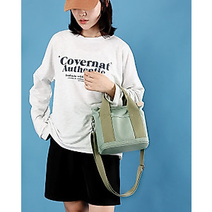 Women's canvas handbag Multi -capacity canvas bag Hobo Cross shoulder bag hand -grabbing wallet Green