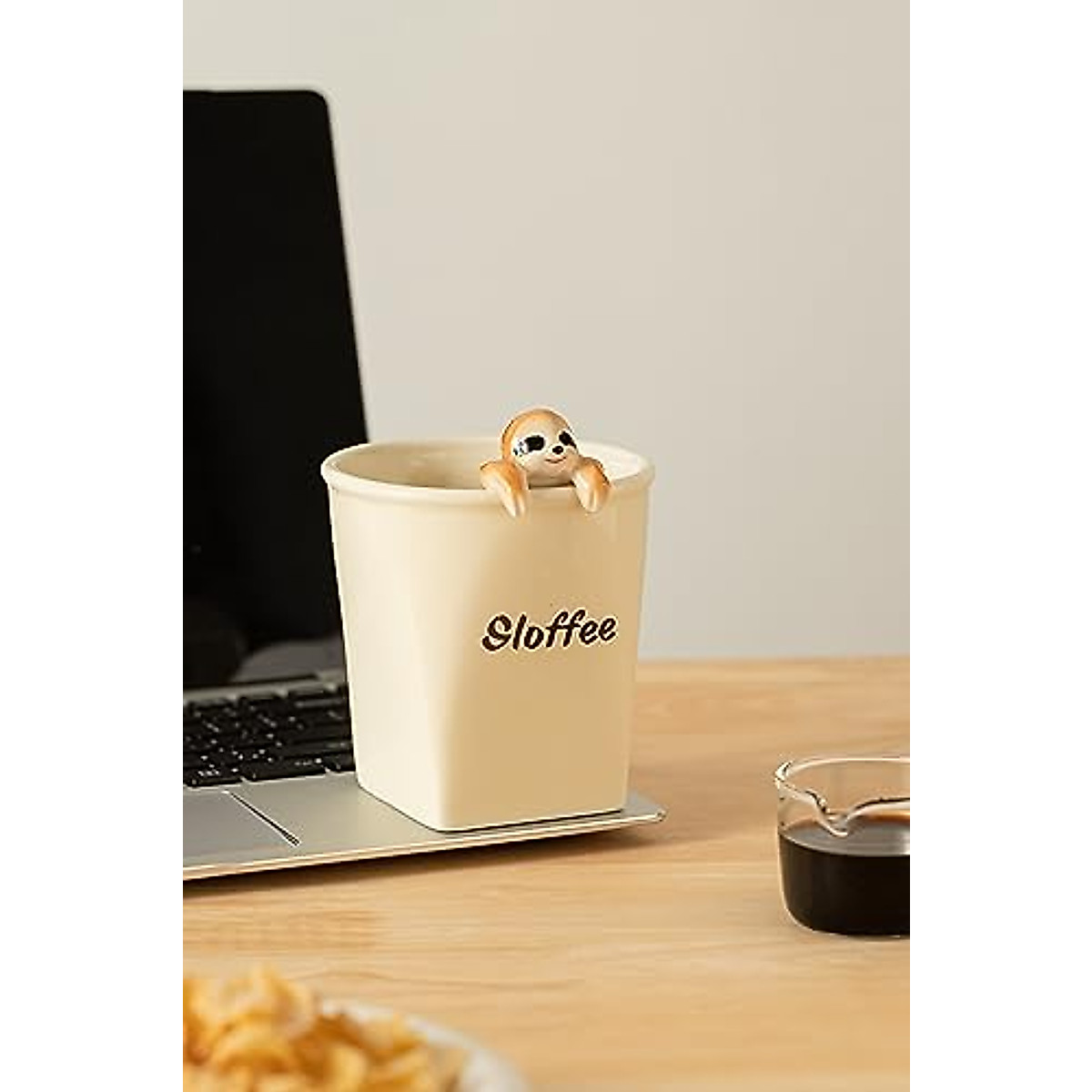 DIHOclub Ceramic Cup Funny 3D Sloth Mug Coffee Mug for Women and Men Gift for Best Friends and Coworkers (Cream-Sloth)