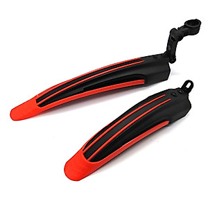 WIROJ BlueSunshine Adjustable Road Mountain Bike Bicycle Cycling Tire Front/Rear Mud Guards Mudguard Fenders Set (Red + Black)