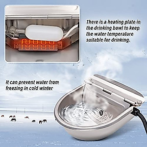 KHEARPSL Automatic Heated Water Bowl Heated Pet Dog Bowl Thermal-Bowl Livestock Water Trough Heated Waterer for Dog Cattle Horse Chicken Pig Goat (Curved Bottom)