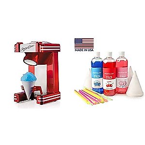 Nostalgia RSM702 Retro Single Snow Cone Maker with Snow Cone Syrup Party Kit