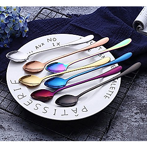 dhrbsx Long-Handled ice Tea Spoon, Cocktail stir Spoons, Stainless Steel Coffee Spoons, ice Cream Scoop Set of 8
