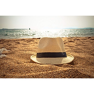 NAVISIMA 1920s Panama Style Fedora Hats for Kids Teeangers Men and Women - Sun Fedora Hat with Band - Trilby Summer Beach Hat - White (Medium)