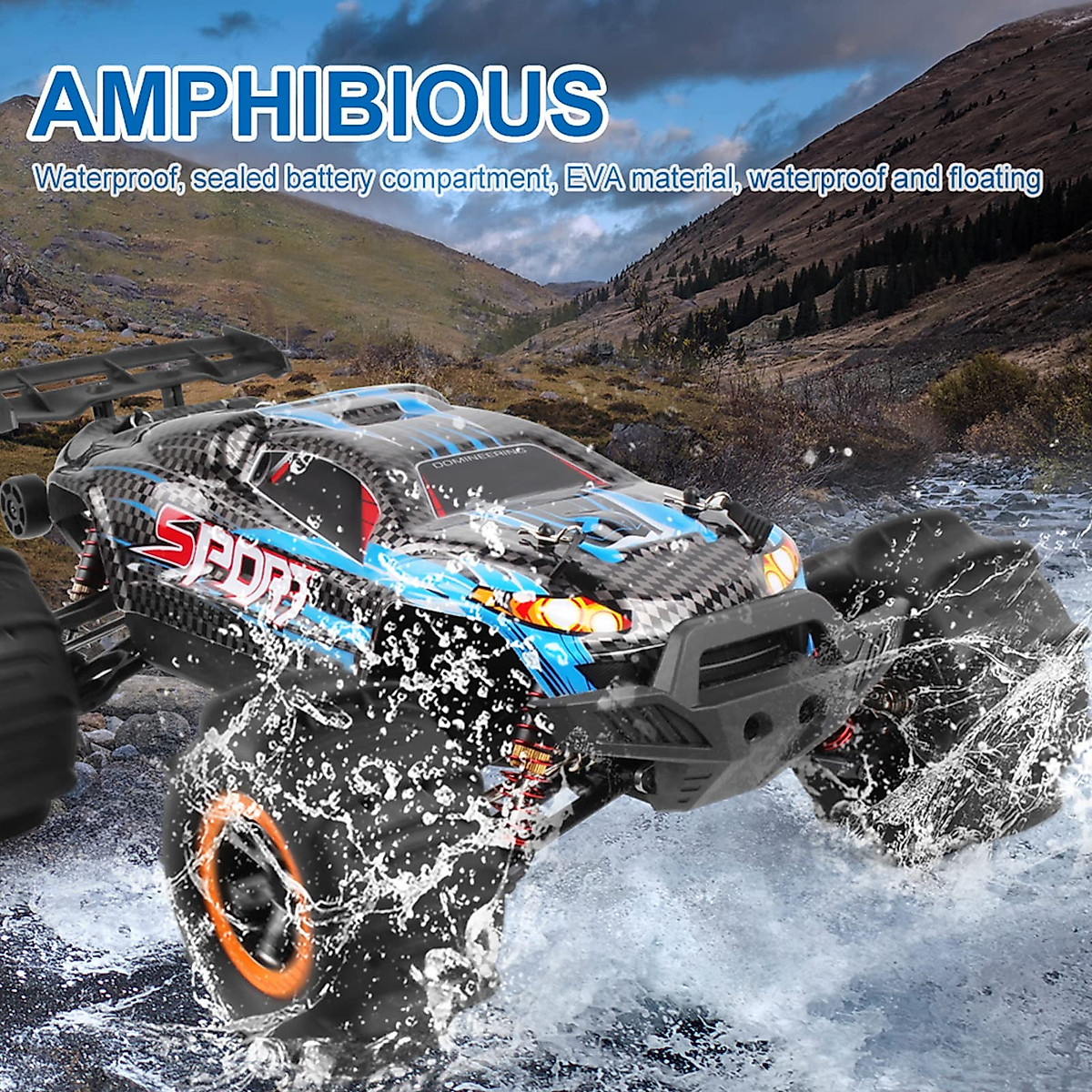 EVTSCAN 1/12 Scale Remote Control Car - 2.4GHZ 4WD Off Road RC Truck, High Speed RC Rock Crawler, Remote Control Off Road Truck for Adults & Kids (Three Batteries)