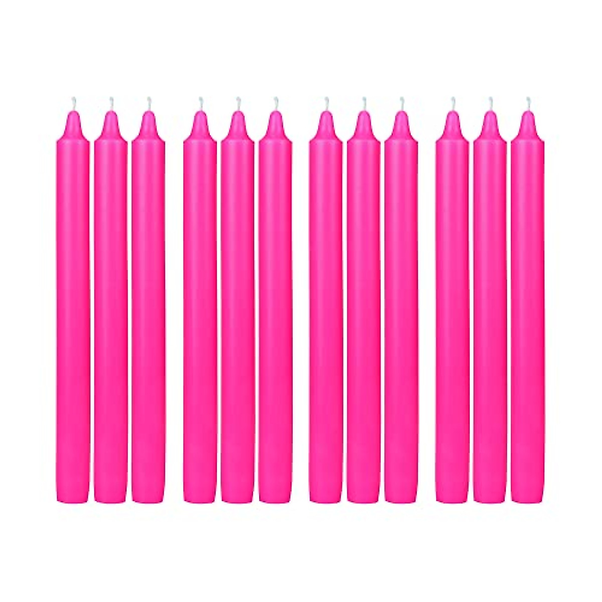 Zest Candle 12-Piece Taper Candles, 10-Inch, Hot Pink Straight