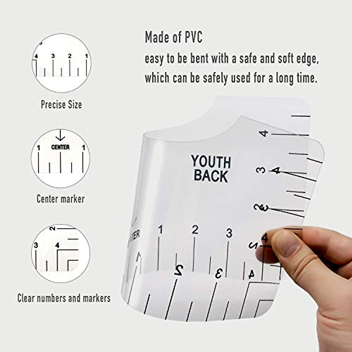 FINFINLIFE 11 Pcs Tshirt Ruler Guide for Vinyl Alignment, High Quality Shirt Ruler for Vinyl Alignment, V Neck, Tshirt Alignment Tool for Children Youth Adult Front and Back