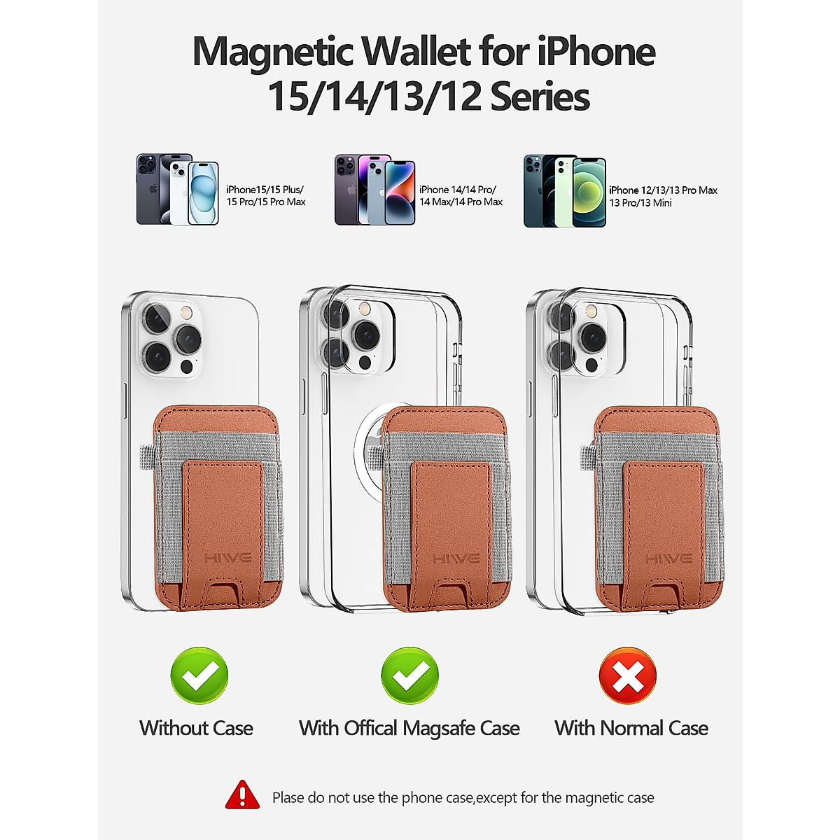 New-Upgrade Magnetic Card Wallet Holder for Apple Magsafe, Magnetic Magsafe Leather Wallet for iPhone 14/13/12 Magsafe, Mag-Safe Wallet for Back of iPhone 14 iPhone 13/12 Series, Fits 7 Cards, Brown