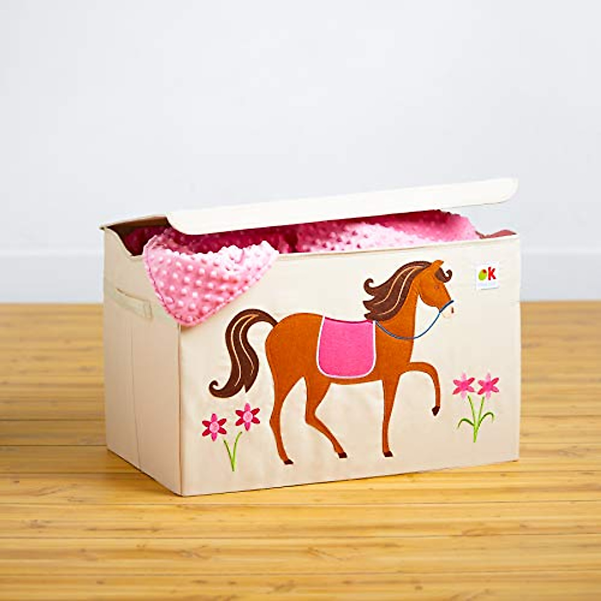 Wildkin Kids Fabric Toy Chest for Boys & Girls, Measures 24 X 15 X 14 Inches Toy Storage, Features Garterized Handle & Cardboard Insert, Toy Box Helps Kids Supplies Organized (Horses)
