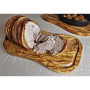 Cleminson 18” x 9” Olive Wood Carving, Cutting and Serving Board with Juice Groove - Large