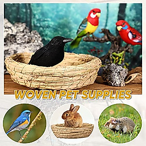 4 Pcs Bird Nest Handmade Woven Flat Base Bird Nest Breeding Nest Small Animal Bed House Bird Cage Accessories for Dove Pigeon Parrot Budgie Parakeet Cockatiel Hamster Gerbil Pig (8.66 Inch)