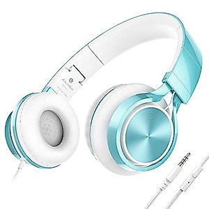 AILIHEN MS300 Wired Headphones with Microphone for Chromebook Laptop Computer Smartphone, 3.5mm Foldable Lightweight Headset for School Teen Girls Boys Teenager Online Zoom (Lime Green)