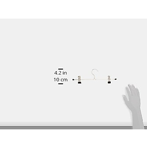 Mawa by Reston Lloyd Non-Slip Space-Saving Clothes Hanger For Pants & Skirts with Two Non-Slip Clips, Style K/30D, 12-Inch, Set of 10, Black