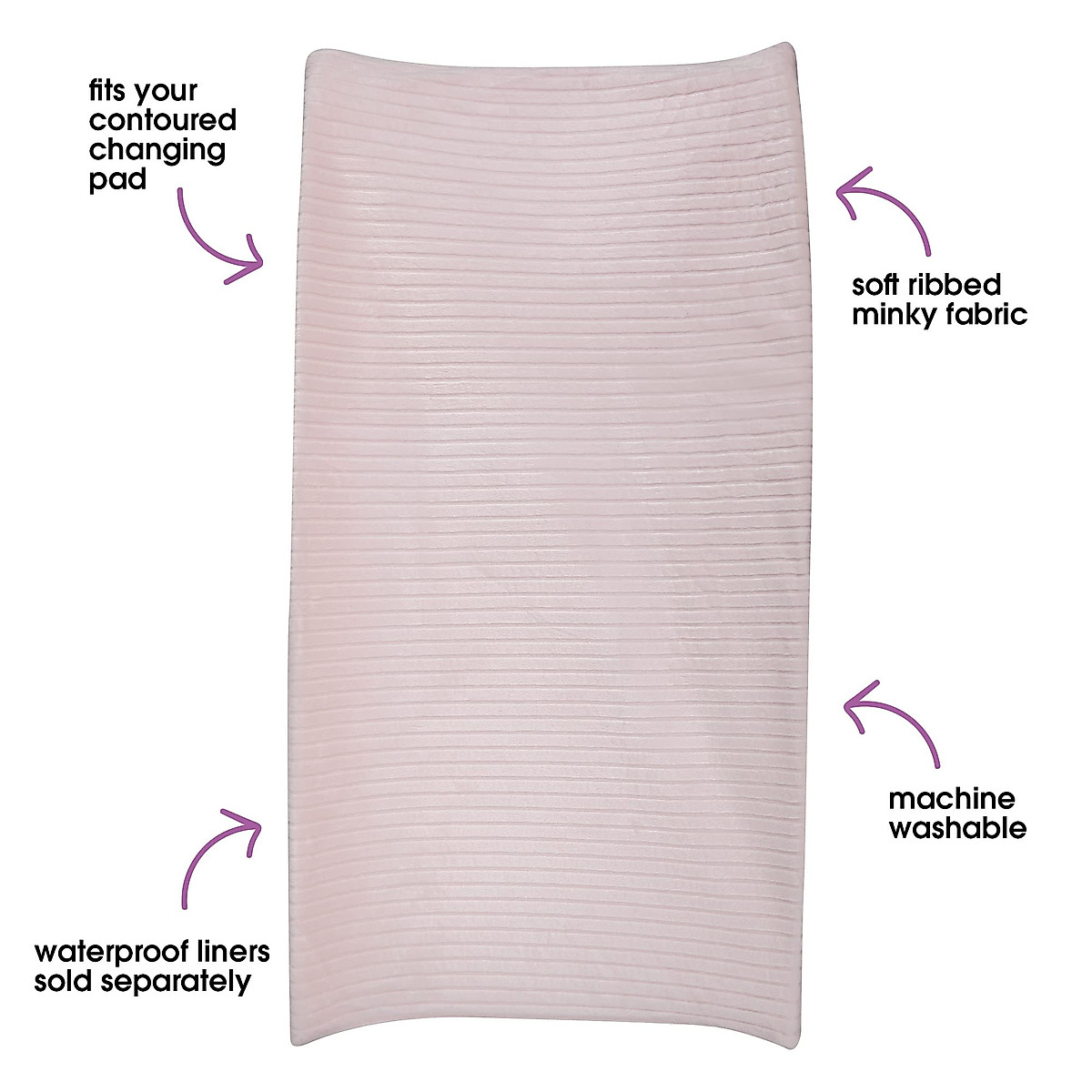 Boppy Changing Pad Cover, Pink Ribbed Minky Fabric