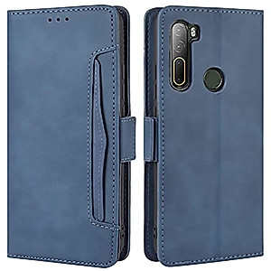 HualuBro HTC U20 5G Case, Magnetic Full Body Protection Shockproof Flip Leather Wallet Case Cover with Card Slot Holder for HTC U20 5G Phone Case (Blue)