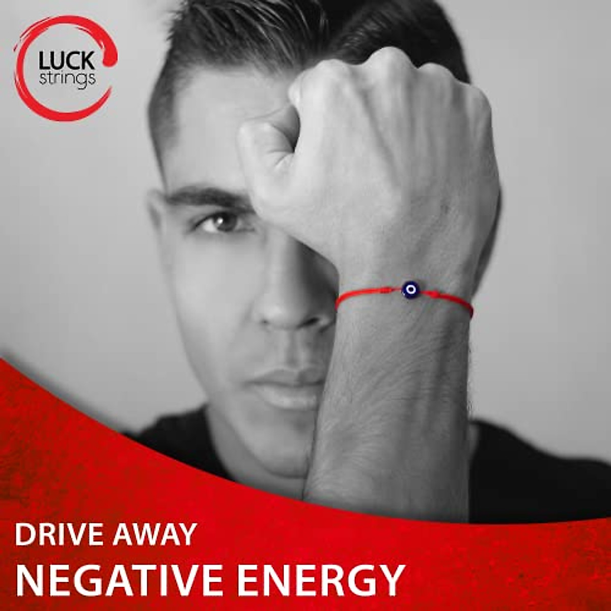 LUCK STRINGS Lucky Evil Eye Protection Bracelet, Adjustable Red String, Handmade Evil Eye Strand Bracelet For Men and Women